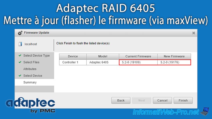 Mettre à jour (flasher) le firmware d'un contrôleur Adaptec RAID 6405 via maxView Storage ...