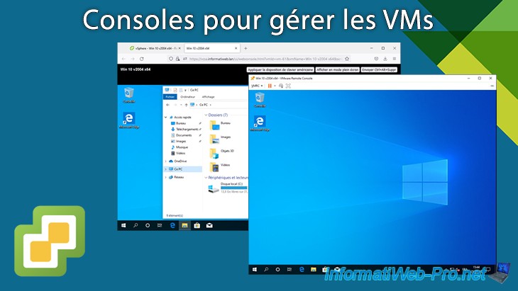 Présentation de la console web et de la console VMware VMRC sous VMware ...
